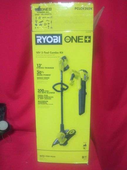 Ryobi One + 18V 2-Tool Combo Kit 13" String Trimmer and 100 MPH Blower ...