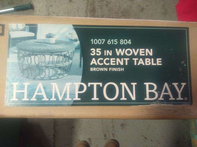 Hampton Bay 35" Woven Accent Table Brown Finish - Sierra Auction ...