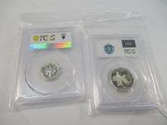 (2) 90% SILVER PCGS Graded PR69DCAM Coins - Massachusetts 25c ...