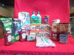 Box Of Assorted Grocery Including Curry Noodles, Coffee Mate Creamer ...