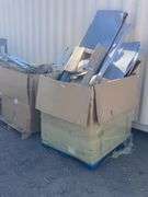 Two Gaylord boxes with assorted metal shelving and more. - Sierra ...