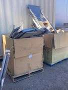 Two Gaylord boxes with assorted metal shelving and more. - Sierra ...