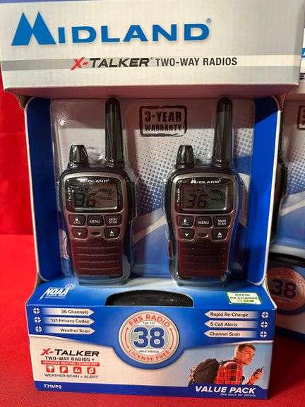 Case of (2) 2-pack Midland T71Vp3 X-Talker 36-Channel Two-Way Radios ...