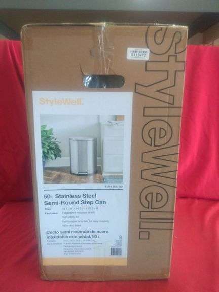 StyleWell 50 L. Trash Can Stainless Steel Semi-Round Step Can - Sierra ...