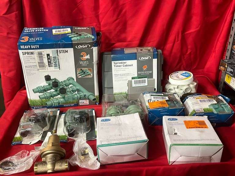 Box With Assorted Irrigation Supplies Including- (2) ZURN Pressure ...