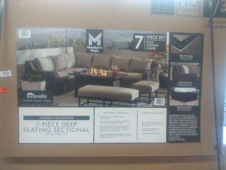 Athena Collection 990362545 7-Piece Deep Seating Sectional With Fire ...