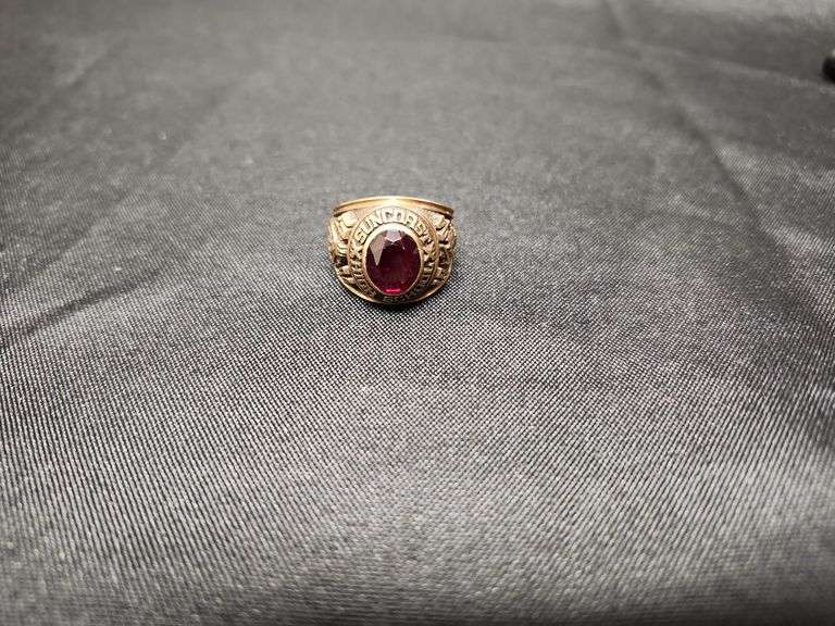 1 (Qty) 10k Stamped Gold 1994 Suncoast High School Class Ring With Red ...
