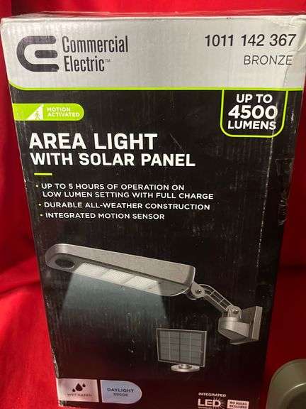 Commercial Electric Solar Powered 4500 Lumens Bronze Motion Activated Dusk to Dawn Security ...