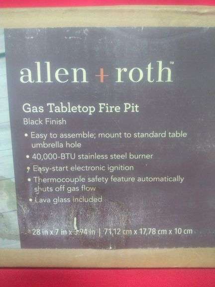 Allen Roth Gas Tabletop Fire Pit Black Finish # 4083926 - Sierra ...