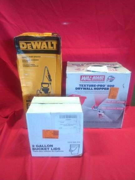 DeWalt Manual Pump Sprayer, 2 Gallon Bucket Lids, And Texture-Pro 500 ...