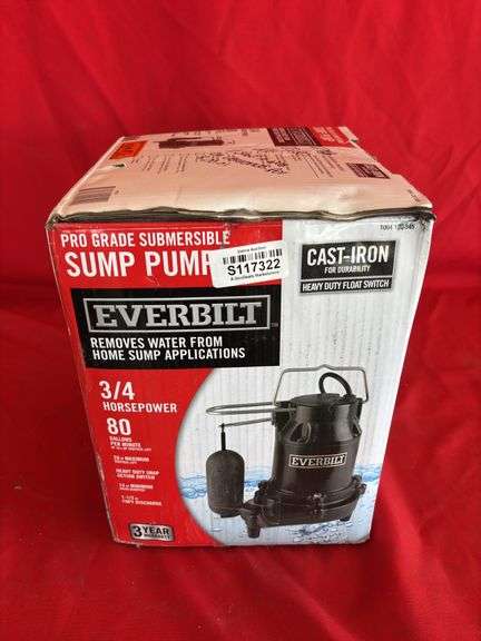 Everbilt 1004 120 345 Pro Grade Submersible Sump Pump - Sierra Auction Management Inc