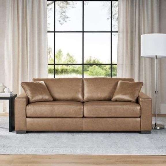 (P) Harrison Collection Leather Sofa Sand 990384206 - Sierra Auction ...