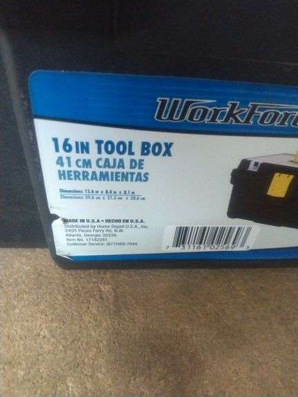 Workforce 16in Tool Box With Tools Inside - Sierra Auction Management Inc