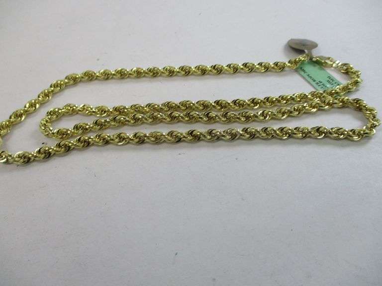 14k YG Hollow Rope Chain 24" 4.4mm 10.8g - Sierra Auction Management Inc