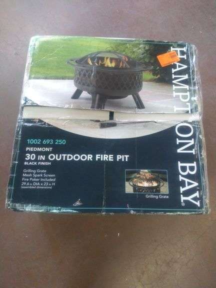 Hampton Bay 30in Outdoor Fire Pit Black Finish - Sierra Auction ...