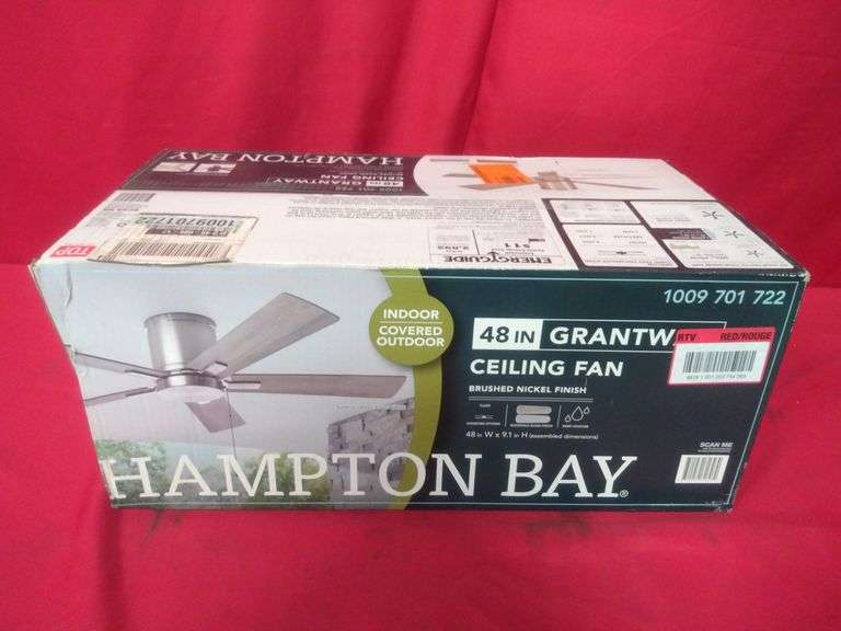 Hampton Bay 48 in Grantway Ceiling Fan Brushed Nickel Finish 48 in W x 9.1 in H 1009 701 722 ...