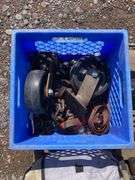 Assorted fishing poles, sigma trolling motor, camping tent, suitcase ...