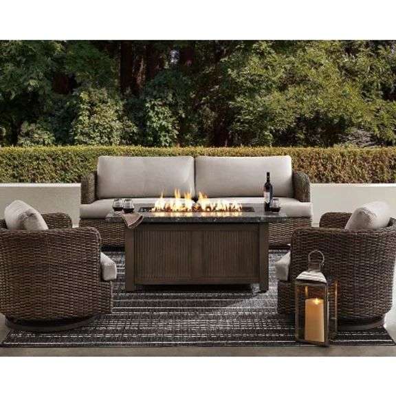 (1 Qty) 4-Piece Deep Seating Set With Fire Pit - Sierra Auction ...