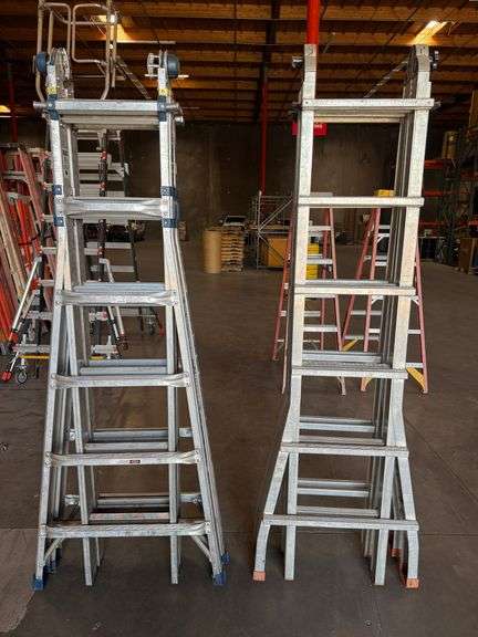 (2) WERNER 5 in 1 Multi Position Pro 26 ft. Reach Aluminum Adjustable ...