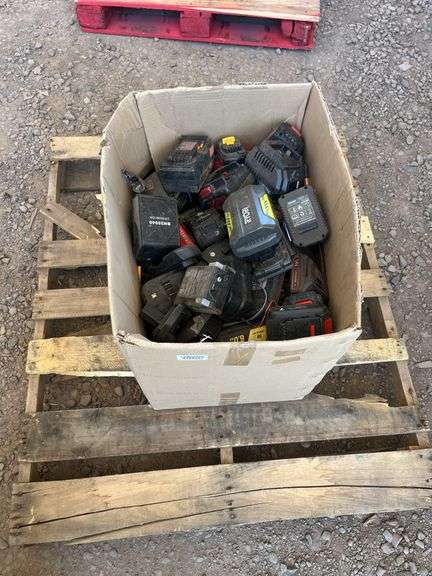 Box With Large Group of Assorted Power Tools Batteries - Sierra Auction ...