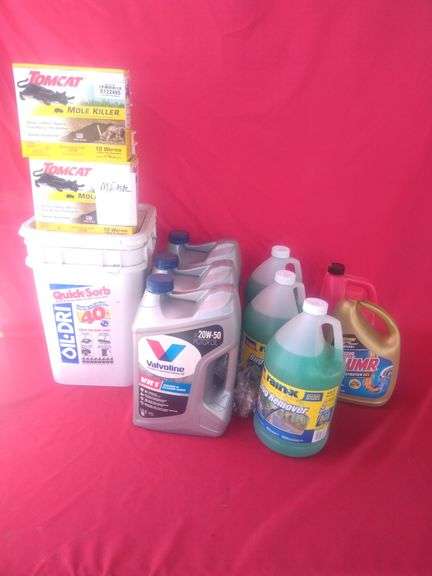 (P) Quick-Sorb Oil-Dri 2-Tomcat MoleKiller,3-Valoline 20w-50 Motor Oil ...