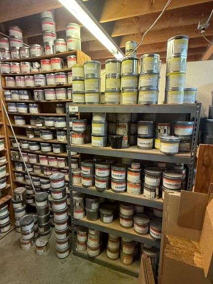 (3) Misc Storage Racks With Assorted Printing Ink Cans (Assorted Colors ...