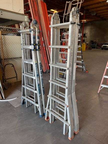 (2) WERNER 5 in 1 Multi Position Pro 26 ft. Reach Aluminum Adjustable ...