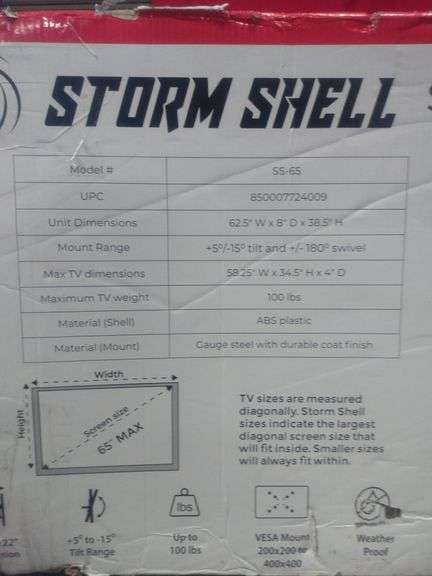 Storm Shell SS -65 TV Enclosure - Sierra Auction Management Inc