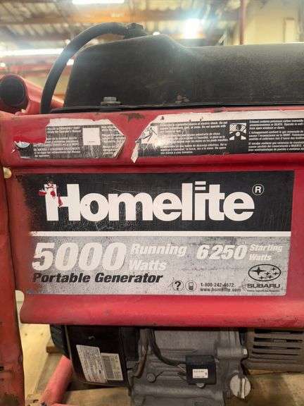 HOMELITE 5000 Running Watts Gas Powered Generator - Sierra Auction ...
