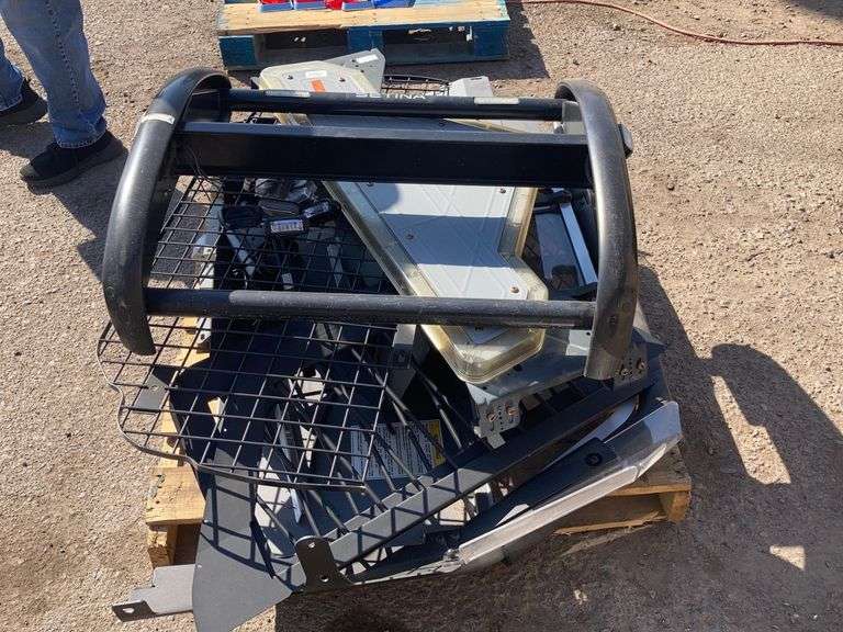 Emergency vehicle lights, push bar, gun mount and seat barricade ...