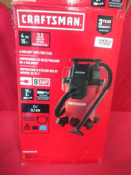 Craftsman 4 Gallon 15 L Wet/Dry Vacuum - Sierra Auction Management Inc
