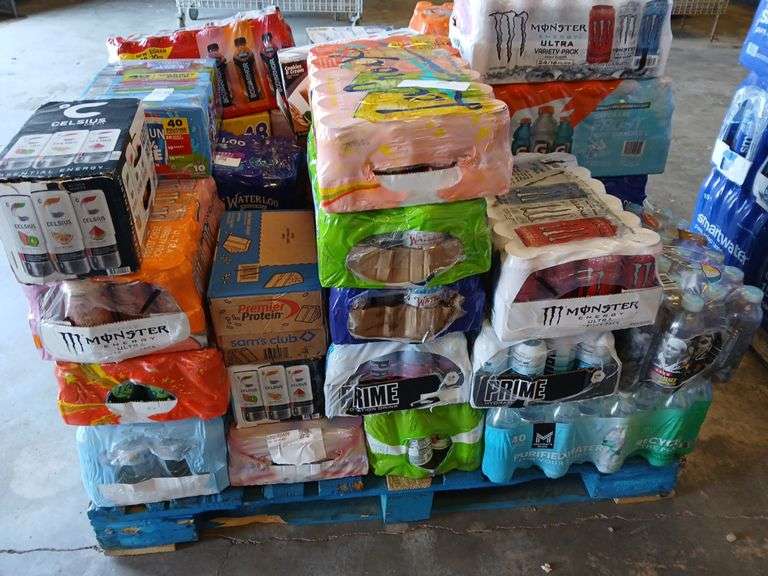 Pallet of Assorted Drinks: Gatorade, Protein Shakes, Juice Bottles ...