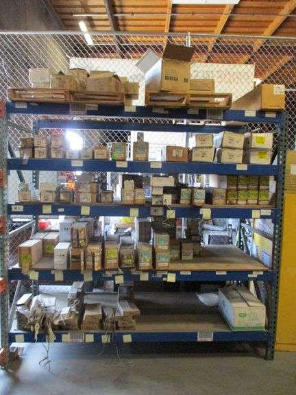 1-Section of Pallet Racking With Assorted Electrical Supplies Including ...
