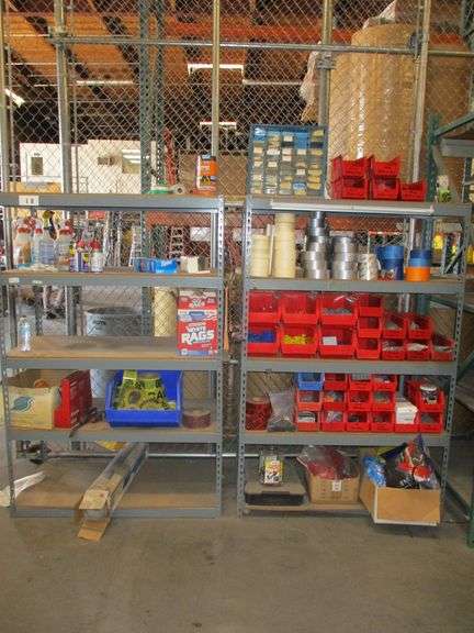 (2) Storage Racks With Assorted Contents Including- Misc Tapes ...