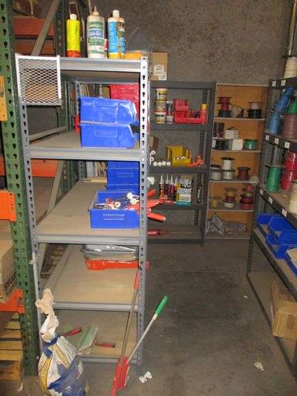 (3) Misc Storage Racks With Misc Contents Including- Misc Wire Spools ...