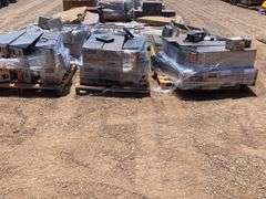 6P) Assorted metal transit bus fare boxes, money boxes and vault ...