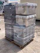 Approximately five military style hard plastic cargo containers ...