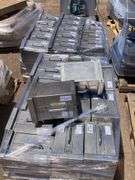 6P) Assorted metal transit bus fare boxes, money boxes and vault ...