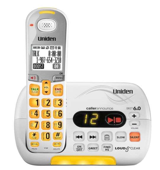 Uniden DECT 6.0 Cordless Phone with Caller ID Answering System - White ...