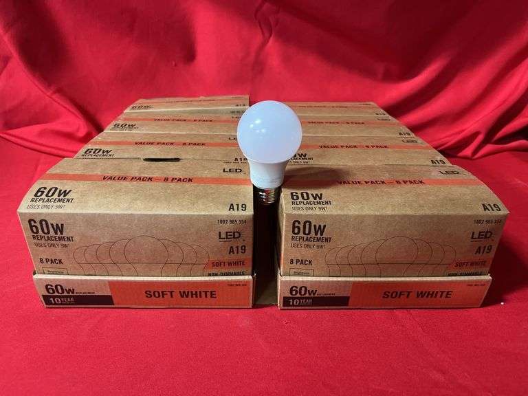 (8) Cases of 8-Pack 60-Watt Equivalent A19 Non-Dimmable CEC Rated LED ...