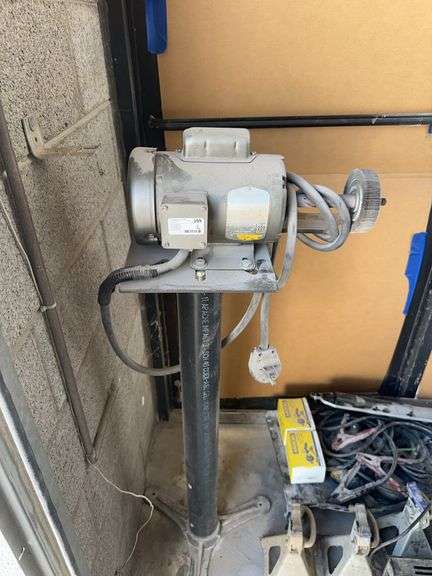 Motor On Metal Stand With Buffing Wheel - Sierra Auction Management Inc