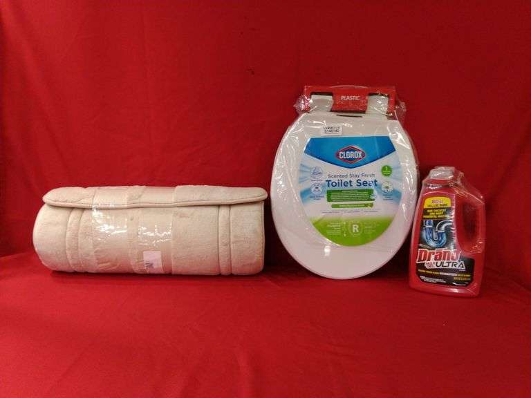 (1) Creme Color Bath Mat (1) Clorox Scented Fresh Stay Toilet Seat (2 ...