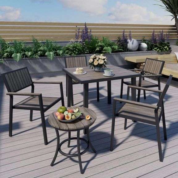 PamaPic 6-Piece Aluminum Outdoor Patio Dining Set with Rectangle Table ...