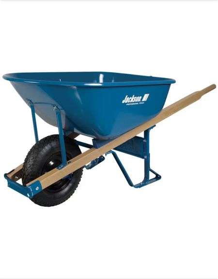 Jackson 6 cu. ft. Heavy-Duty Steel Wheelbarrow with Tubed Knobby Tire ...