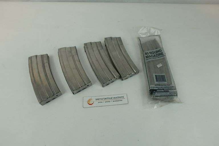 PMI - PRE BAN - STAINLESS MINI-14 MAGAZINE LOT (40/30RD) 5 MAGS TOTAL ...