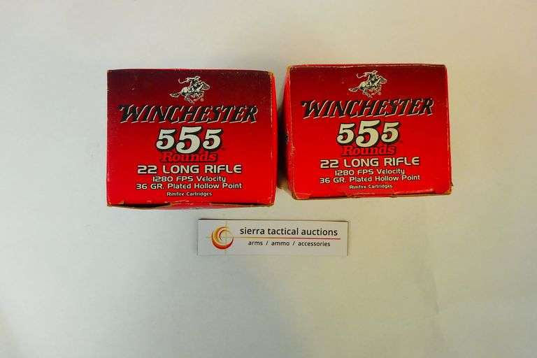 WINCHESTER "555 Rounds" 22LR 1280 FPS Velocity. 36 GR PHP (2 BOXES) - Sierra Tactical Auctions, Inc.