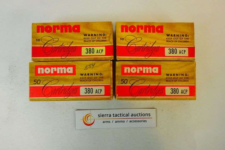 NORMA 380 ACP 95GR FULL JACKET 6.1 grams ROUND NOSE (4-50RD BOXES ...