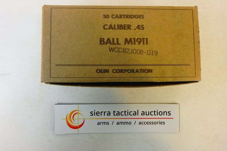 OLIN/WESTERN .45 CAL BALL M1911 AMMO (WCC 62 Head Stamp) 50RD BOX ...