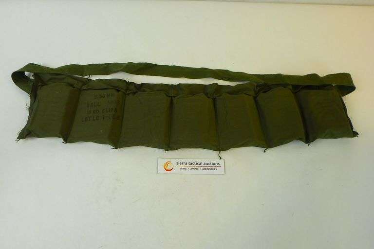 MILITARY CLOTH BANDOLIER 5.56 M1973-7 POCKET W/ 14-10rnd CLIPS IN 5.56 ...