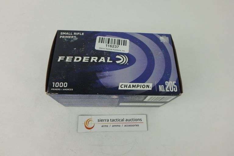 FEDERAL CHAMPION NO.205-SMALL RIFLE PRIMERS (1000 CT) - Sierra Tactical ...
